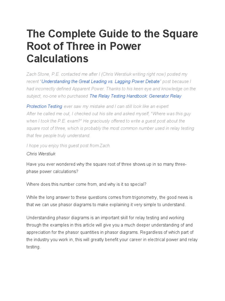 The Complete Guide To The Square Root of Three in Power Calculations ...