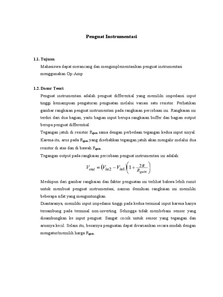 Modul Penguat Instrumentasi | PDF
