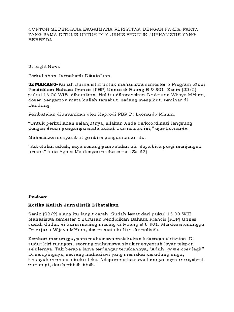 Perbedaan Straight News Dan Feature | PDF