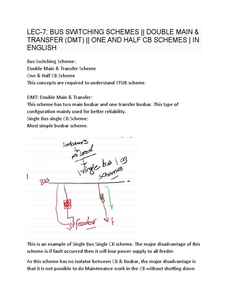 Lec-7 Bus Switching Schemes Double Main & Transfer (DMT) One and Half ...