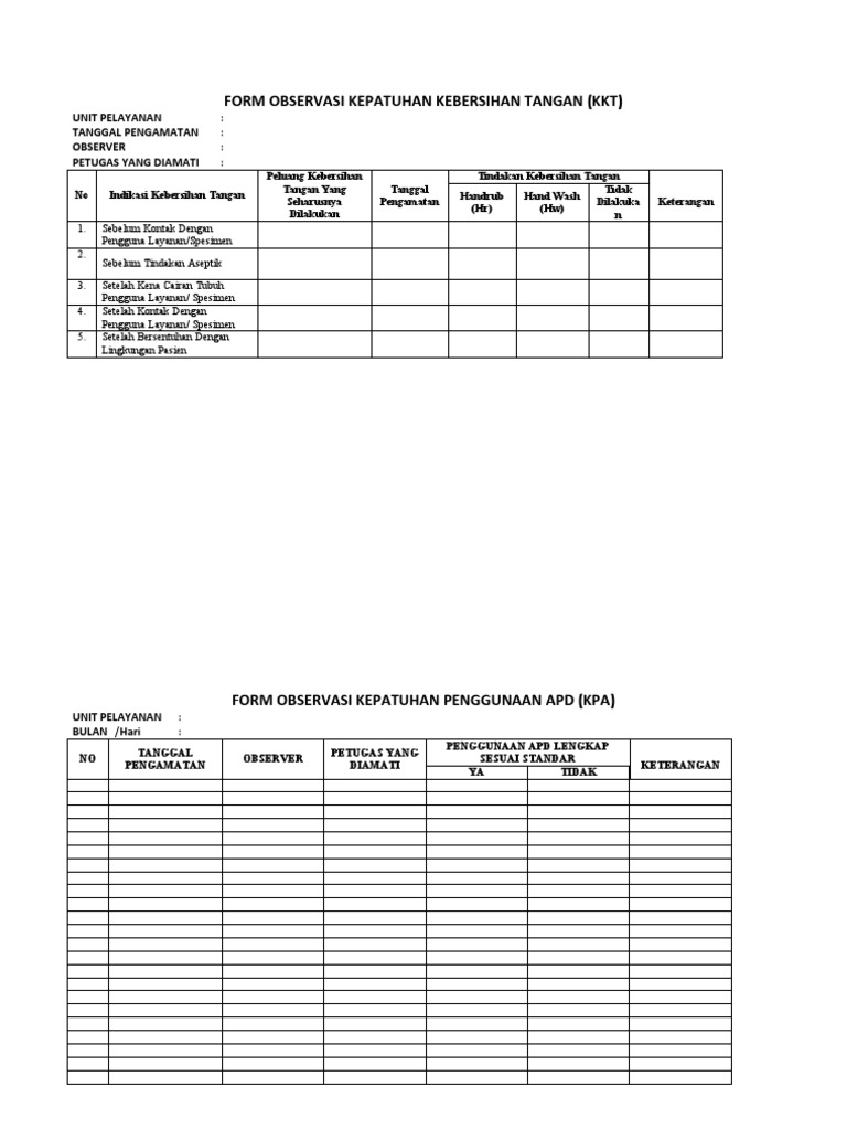 FORM OBSERVASI - INM Puskesmas | PDF