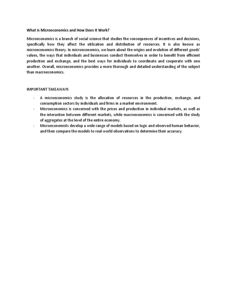What Is Microeconomics and How Does It Work | PDF