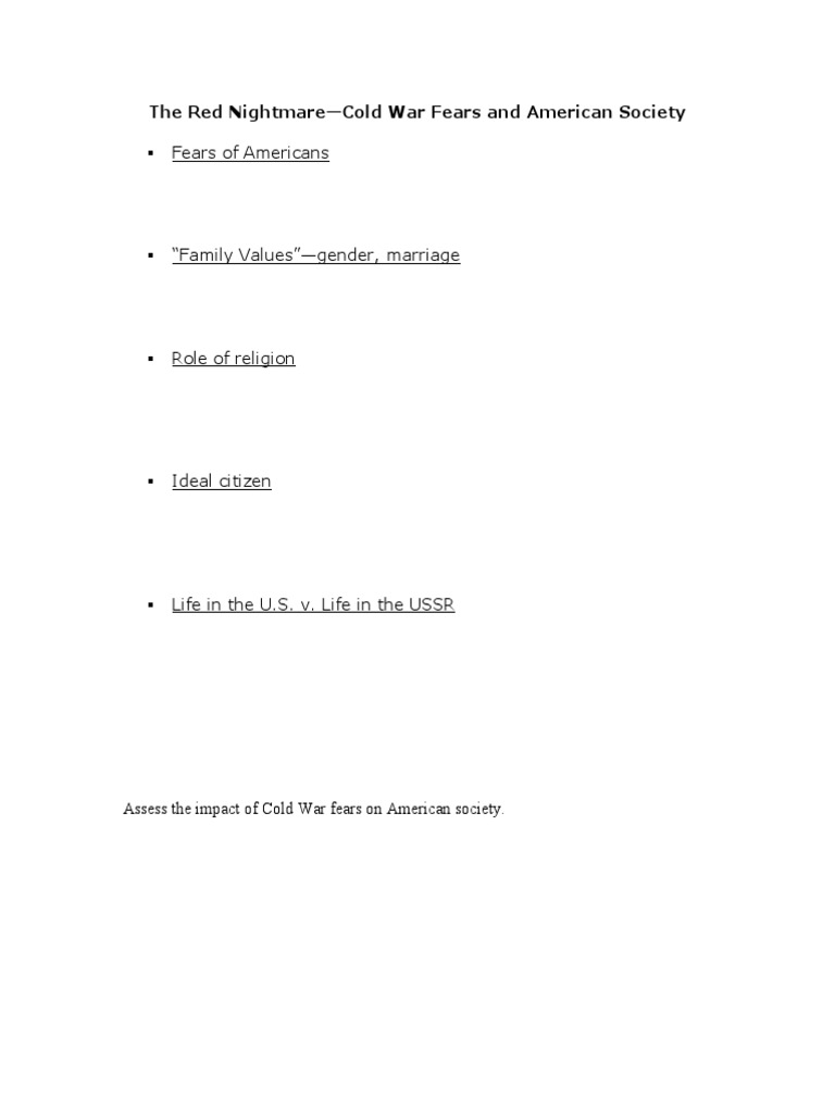 Cold War Fears and American Society | PDF