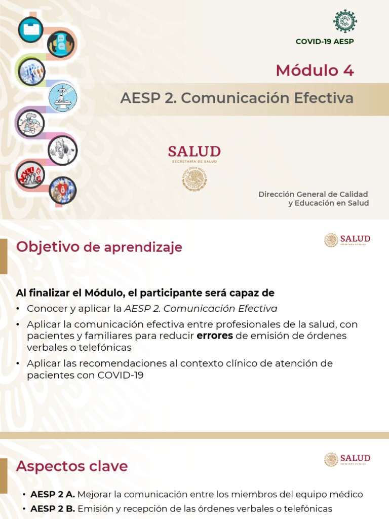 Módulo 4. AESP 2. Comunicación Efectiva | PDF | Diagnostico medico ...