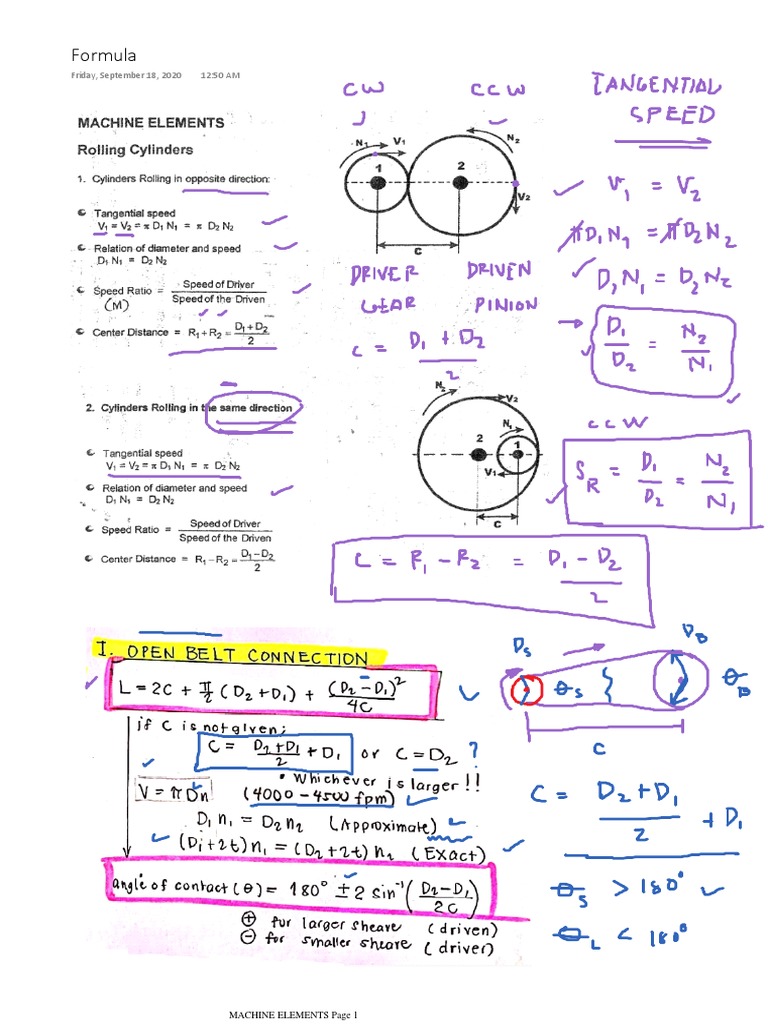 Machine Elements Formula Guide | PDF | Technology & Engineering