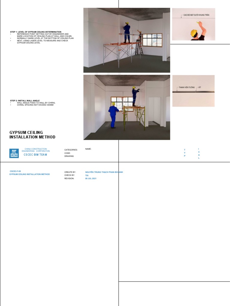 Gypsum Ceiling Installation Method: Cscec Bim Team | PDF | Economic ...