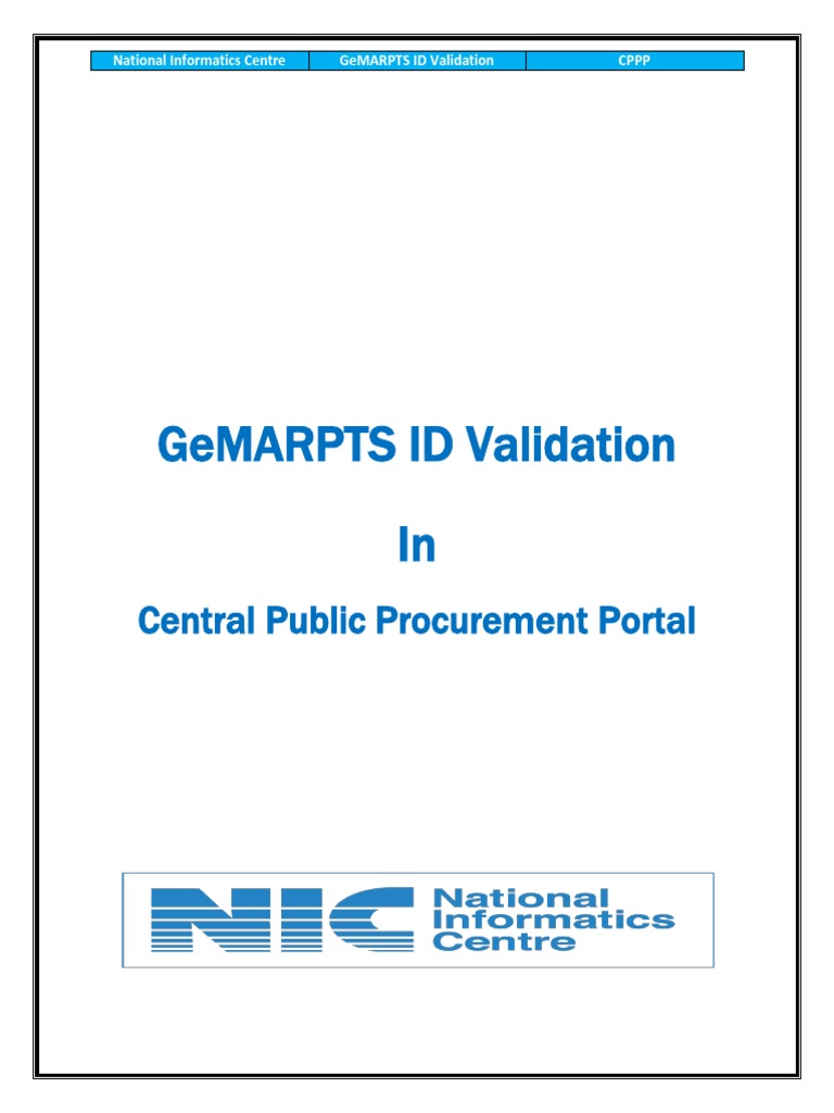Gemarpts Id Validation In: Central Public Procurement Portal | PDF ...