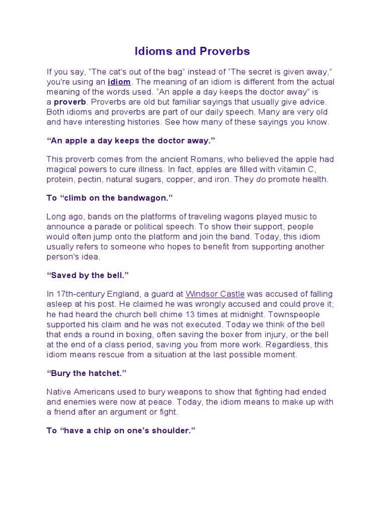 Idioms and Proverbs: Idiom | PDF | Idiom | Proverb