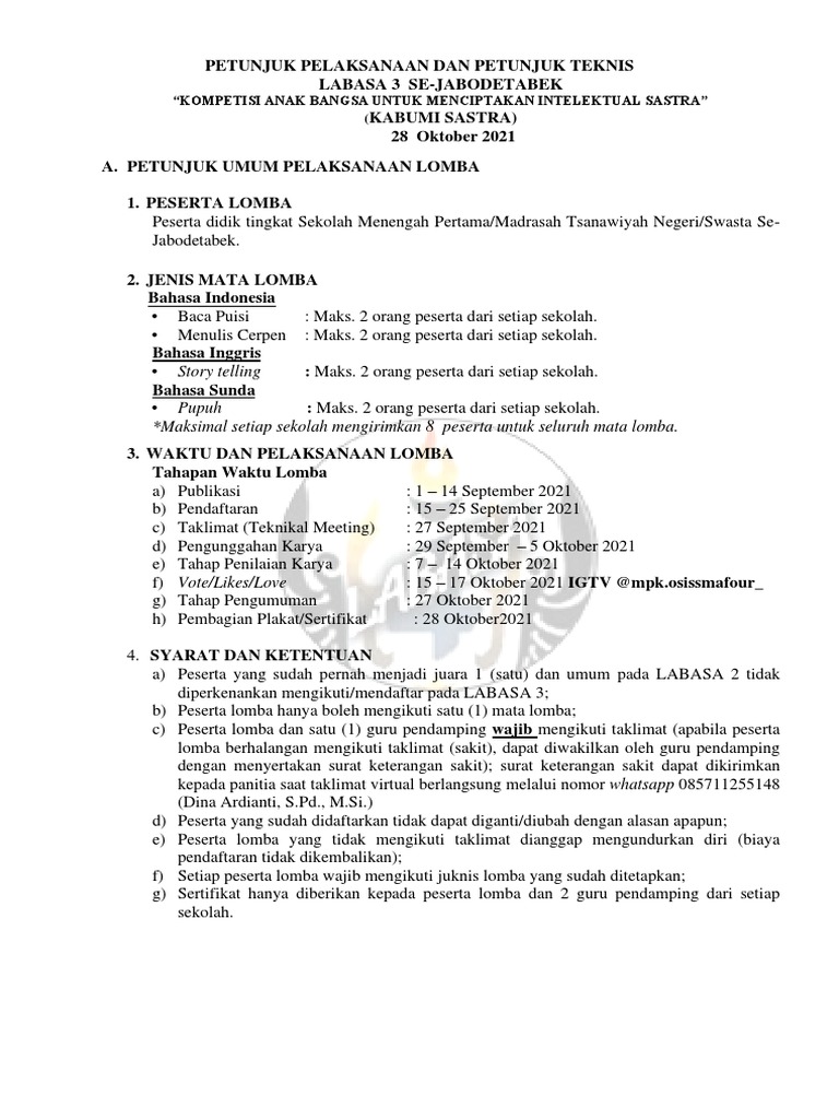 Juklak Dan Juknis Labasa 3 | PDF