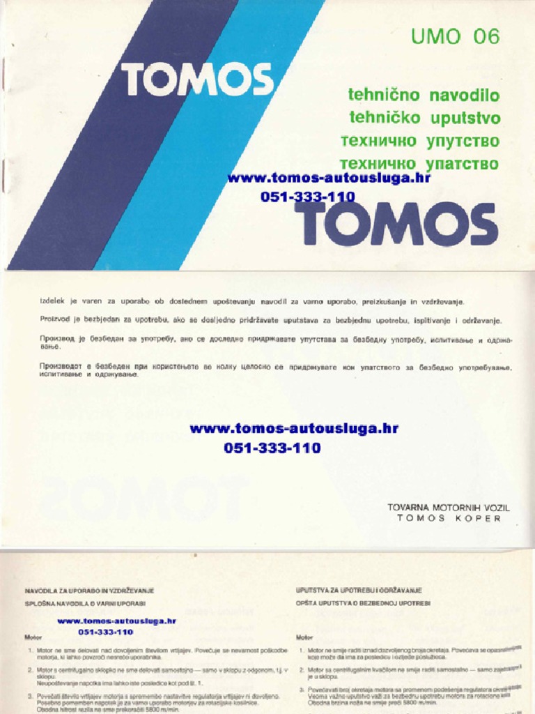Tomos Umo 06 Upustvo | PDF