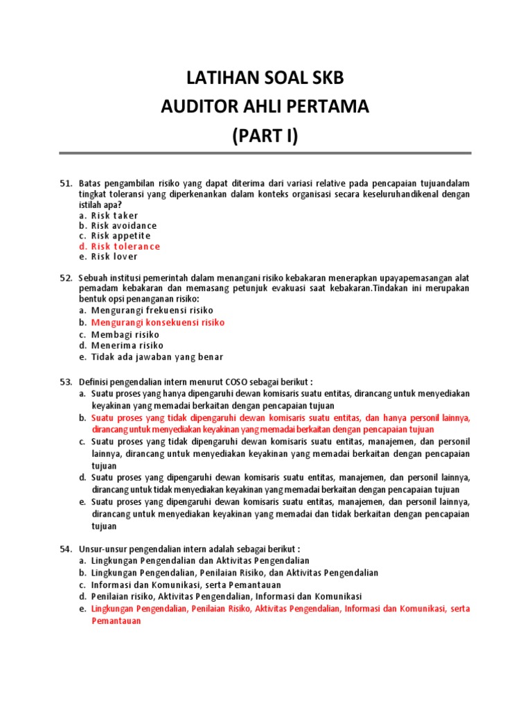 Latihan Soal SKB Auditor (Part Ii) | PDF