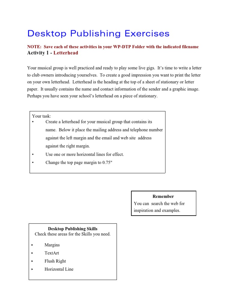 Desktop Publishing Exercises: Activity 1 | Download Free PDF | Page ...