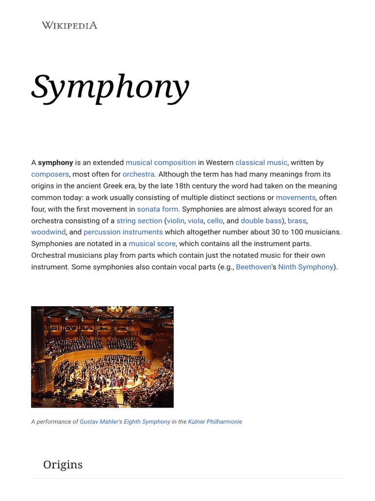 Symphony - Wikipedia | PDF | Symphony | Orchestras