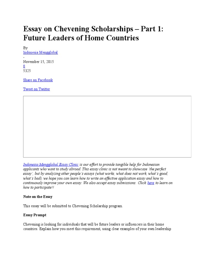 Chevening Scholarship Leadership Essay Guide | PDF | Leadership | Essays