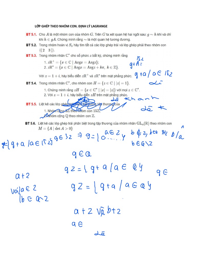 BTVN 05. Lop Ghep Theo Nhom Con. Dinh Ly Lagrange | PDF
