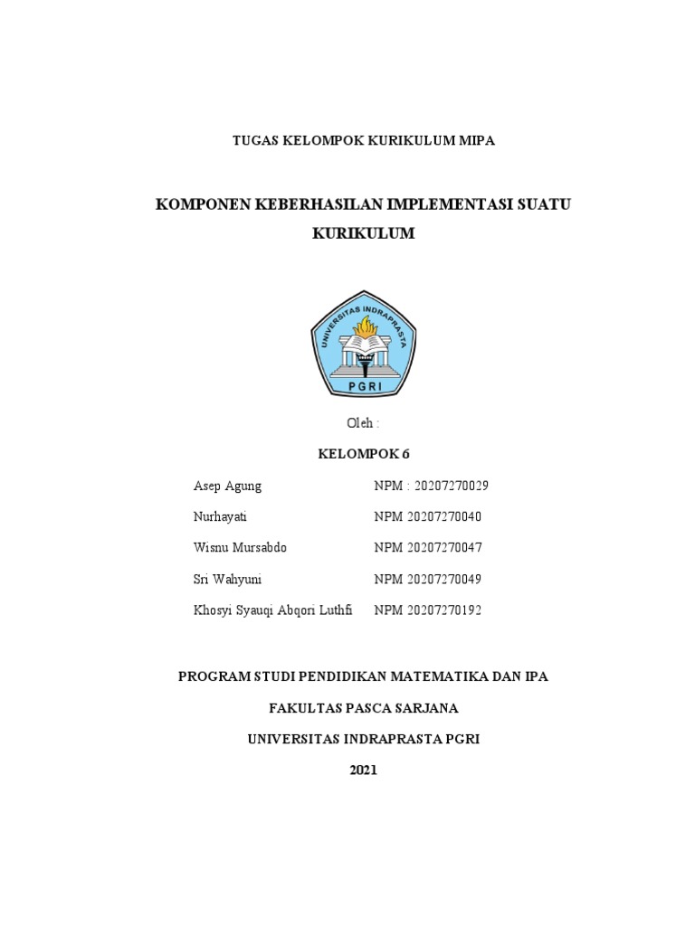 KEL 5 - Makalah Komponen Keberhasilan Implementasi Suatu Kurikulum | PDF | Karier & Perkembangan ...