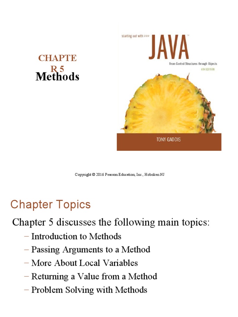 CSO Gaddis Java Chapter05 6e | PDF | Parameter (Computer Programming) | Method (Computer ...