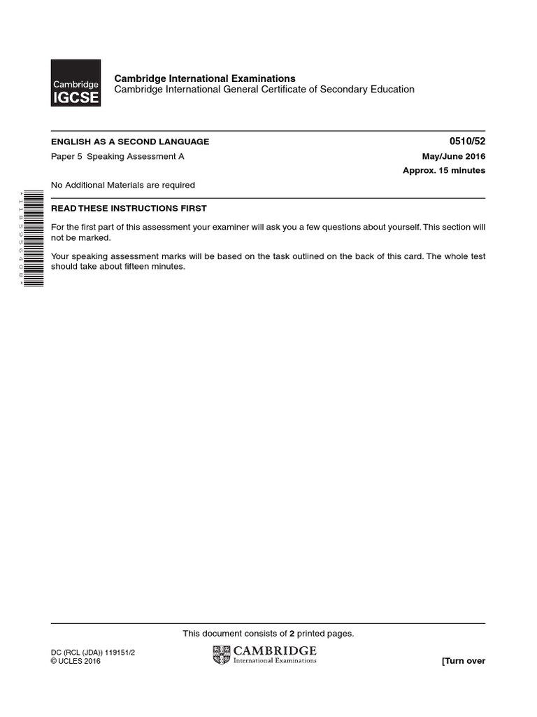 Speaking Card | PDF | Test (Assessment) | Copyright