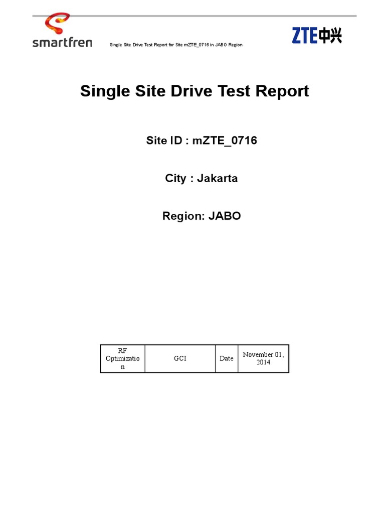 (Phase 2.3) Single Site Drive Test Report For Site mZTE - 0716 | PDF ...