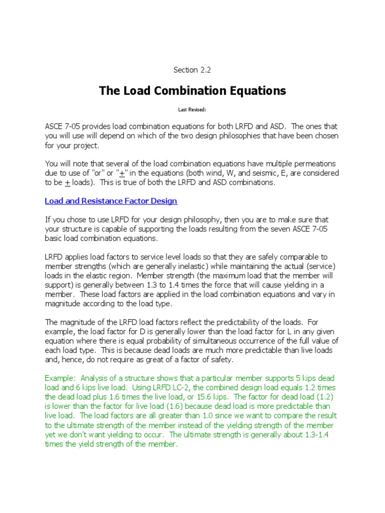 Load Combination Equations | PDF | Strength Of Materials | Price ...