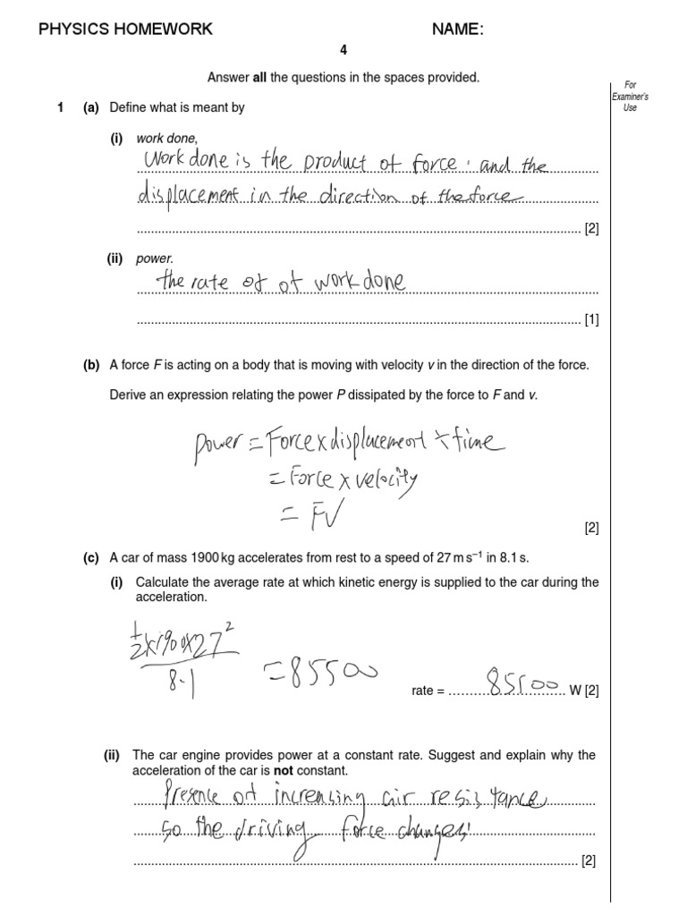 Physics Homework Name | PDF | Force | Physical Quantities