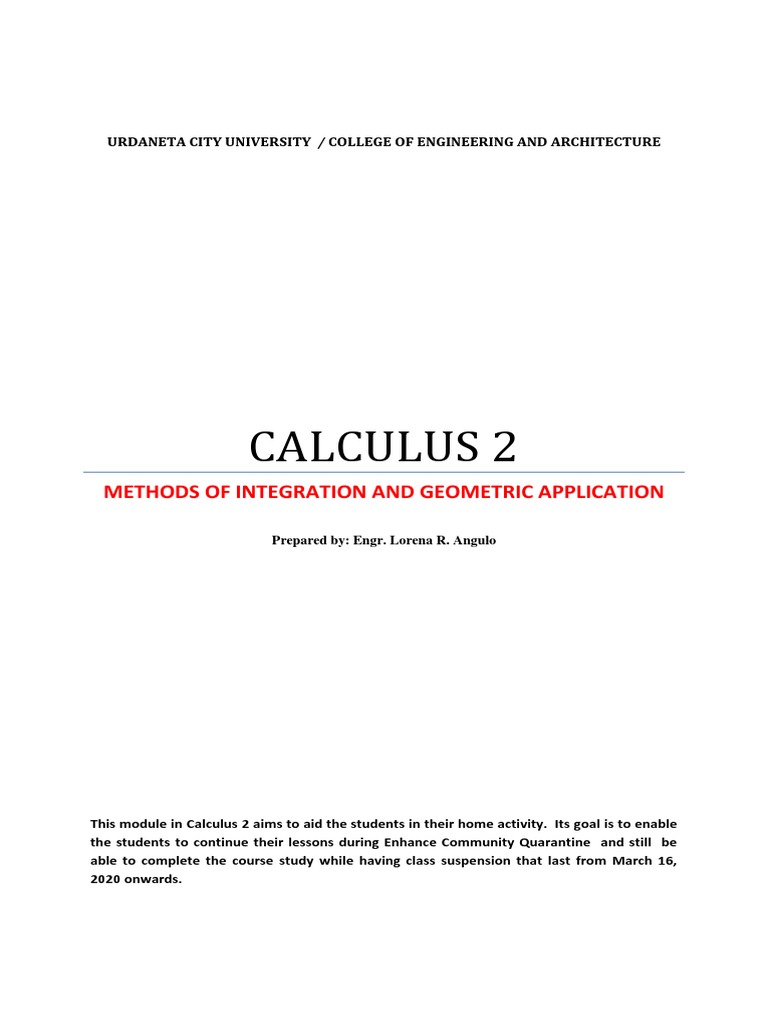 Calculus 2 Lesson Final | PDF | Integral | Trigonometric Functions