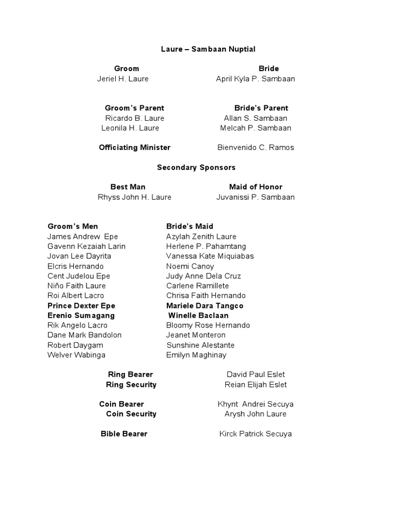 Wedding Program 2 | PDF | Fashion Related Occasions | Socialization