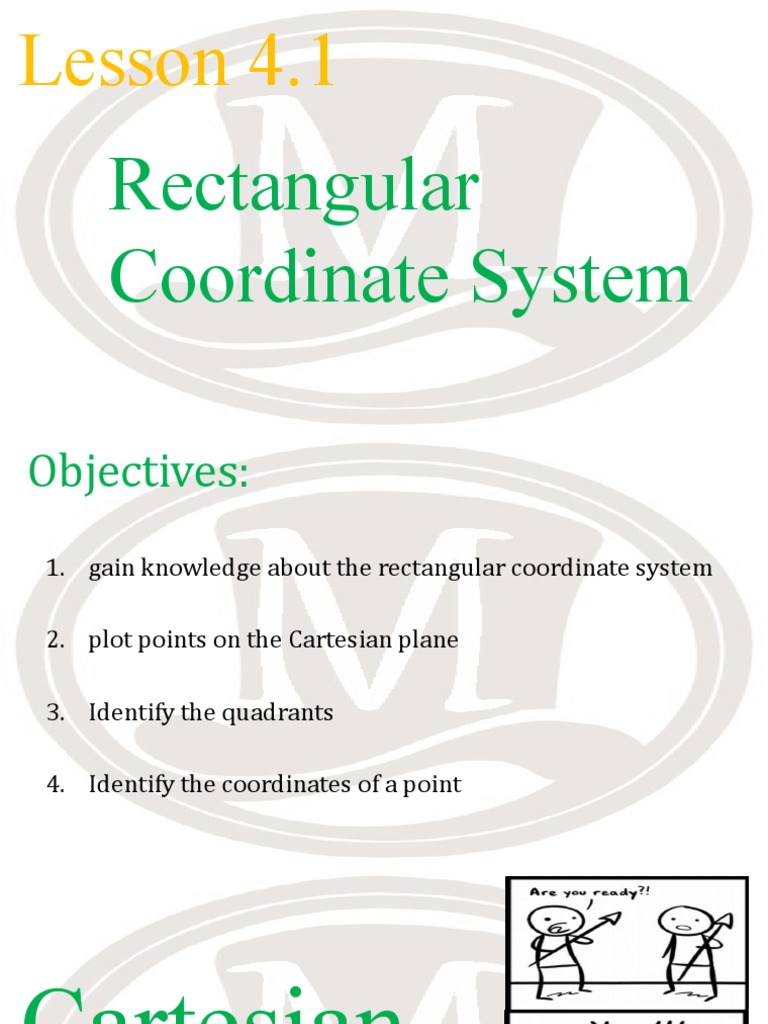 Lesson 4 1 Rectangular Coordinate System Pdf Cartesian Coordinate System Analytic Geometry