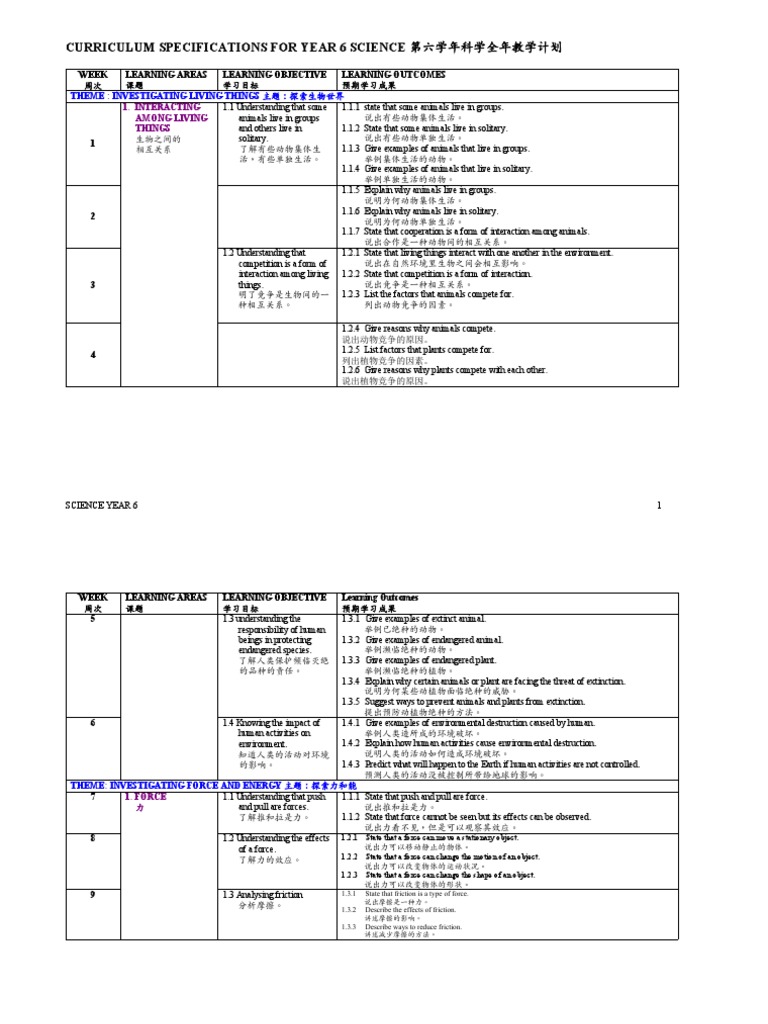 Yr6 Science Specfication 2008 SJKC | PDF | Force | Eclipse