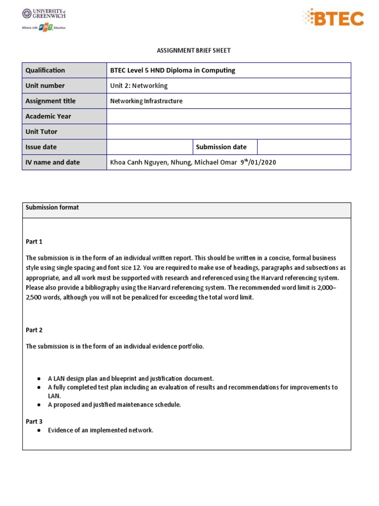 Unit 2 - Assignment Brief DEADLINE 31 Dec 2020 | PDF | Computer Network ...