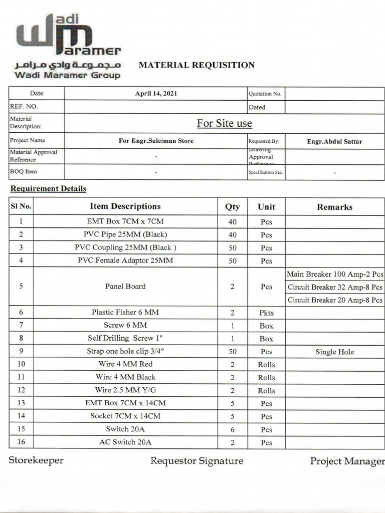 Purchase Order Plumbing & Electrical | PDF