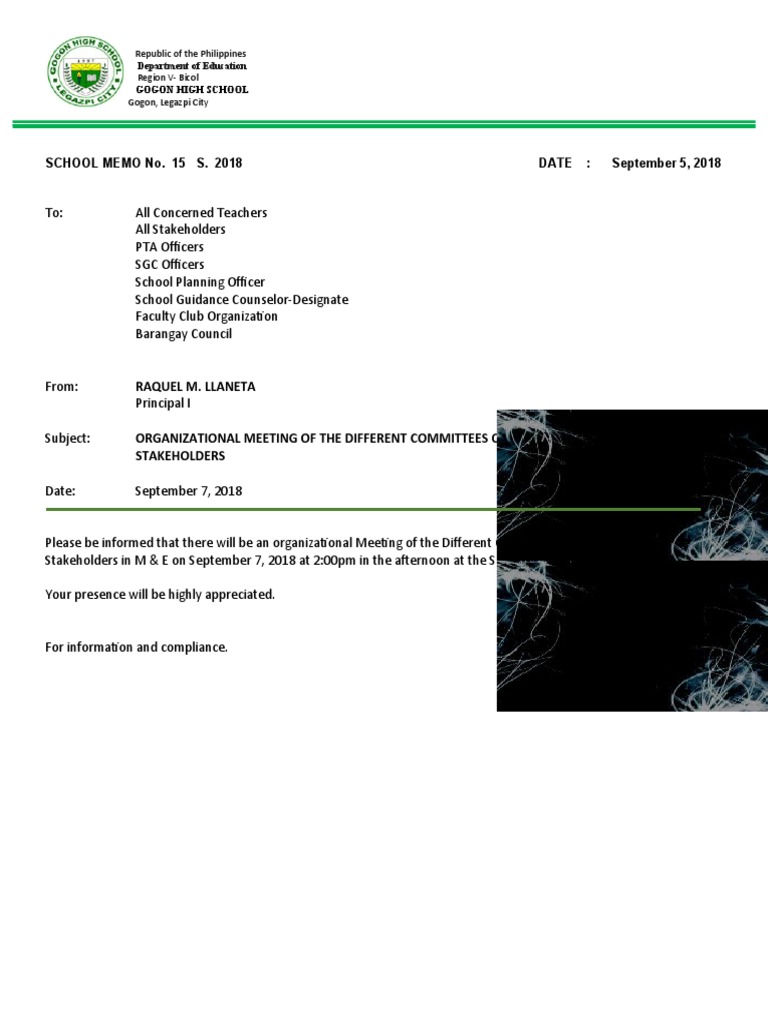 School Memo No. 15 S. 2018 DATE: September 5, 2018 | PDF | Policy ...