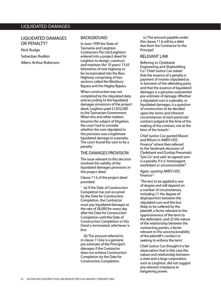 Liquidated Damages or Penalty | PDF | Liquidated Damages | Damages