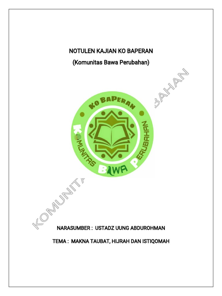 Makna Taubat, Hijrah Dan Istiqomah | PDF