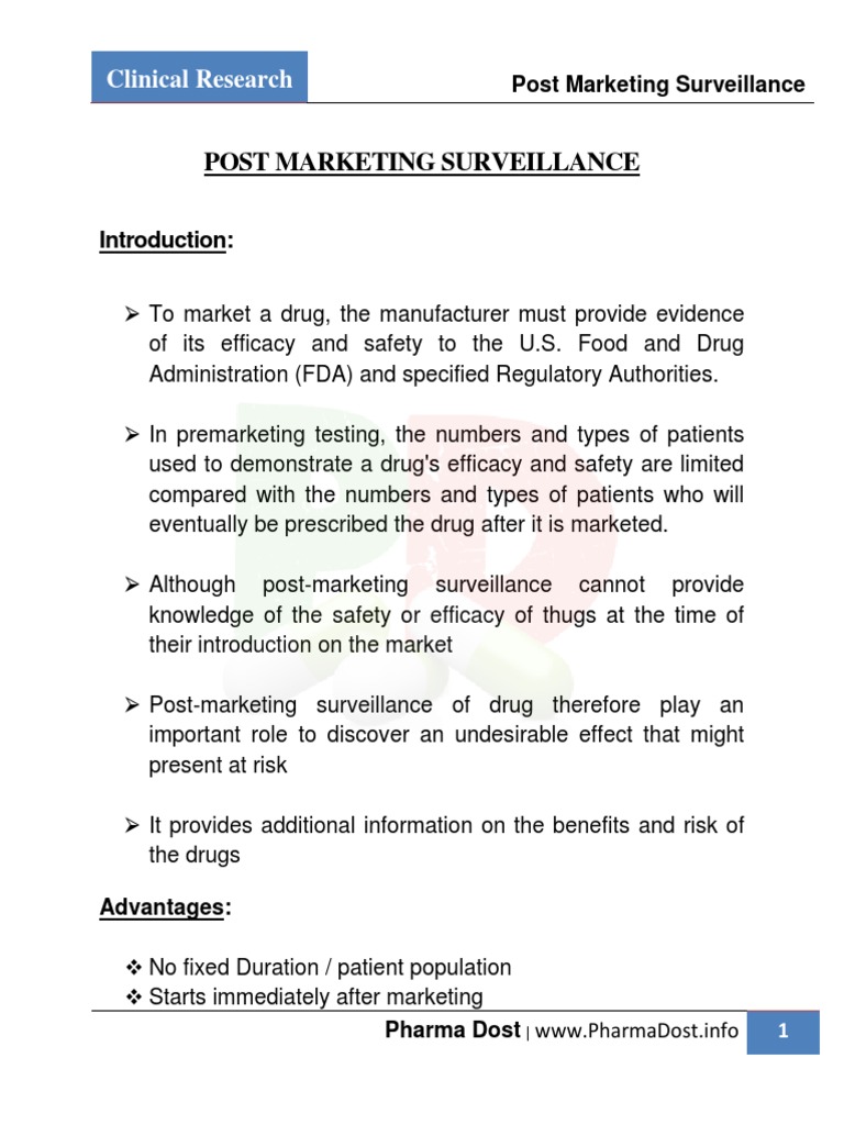 2.3 Post Marketing Survaillence - Clinical Research - Pharma Dost | PDF ...