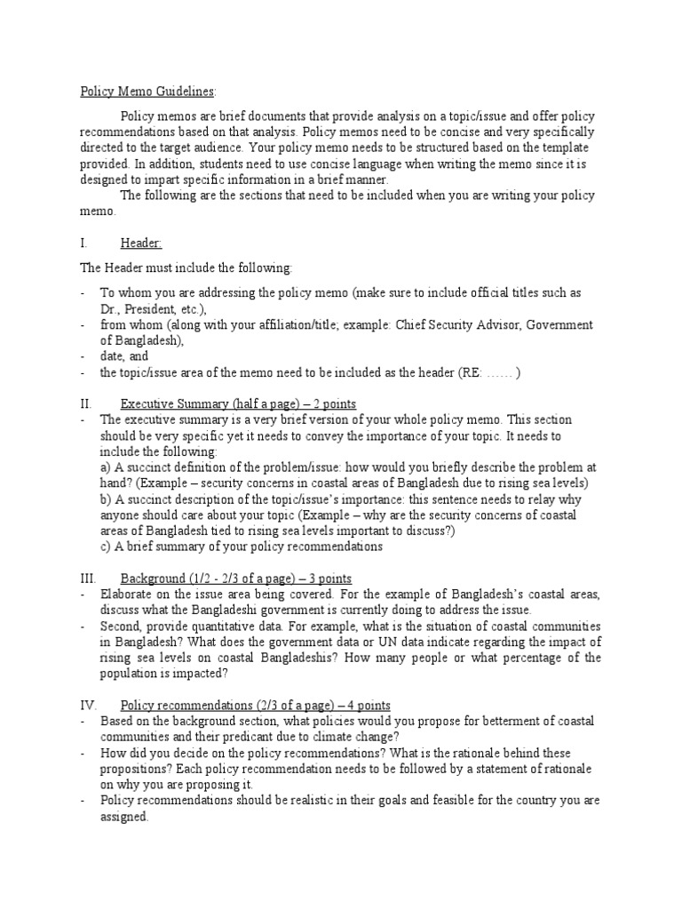 Policy Memo Writing Guidelines | PDF