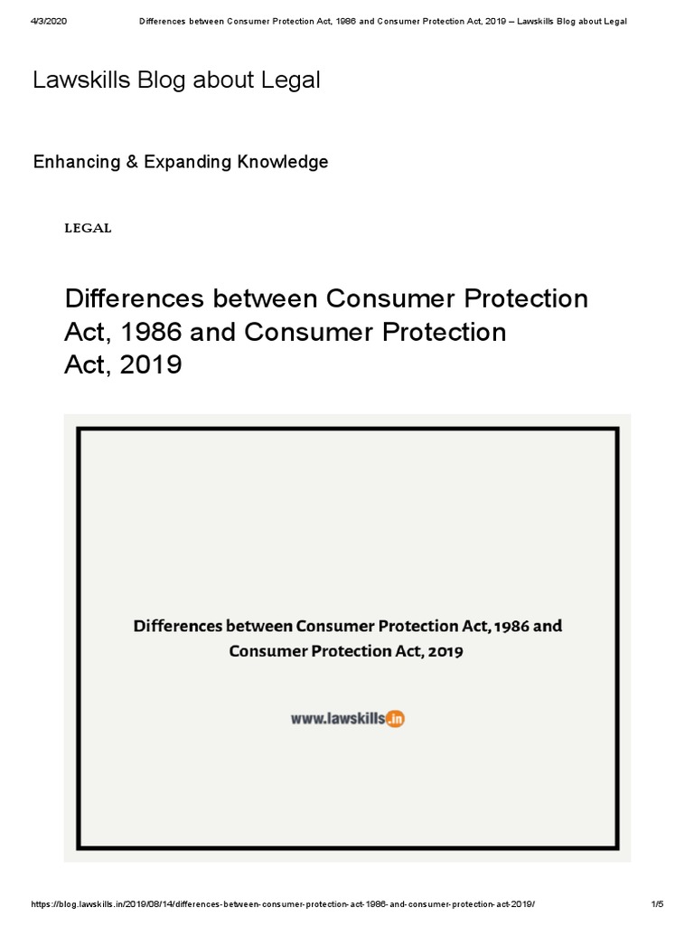 Differences Between Consumer Protection Act, 1986 and Consumer Protection Act, 2019 - Lawskills ...