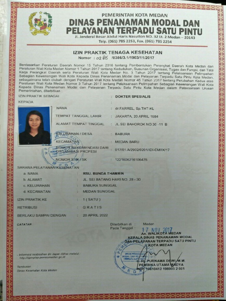 Dr. Farrel, Sp. THT-KL | PDF