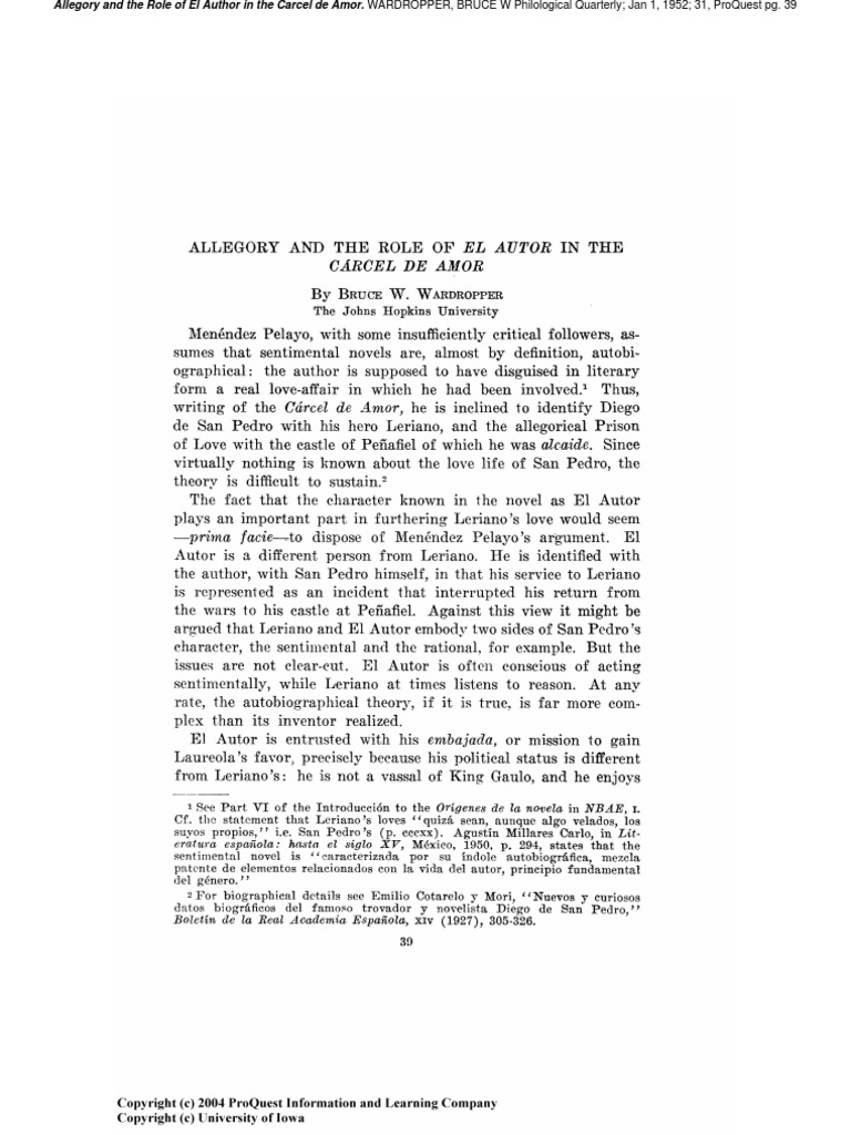 Wardropper Allegory Role Autor Cárcel | PDF | Classics | General Fiction