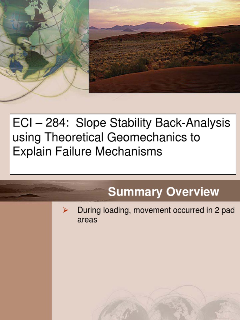 ECI - 284: Slope Stability Back-Analysis Using Theoretical Geomechanics ...