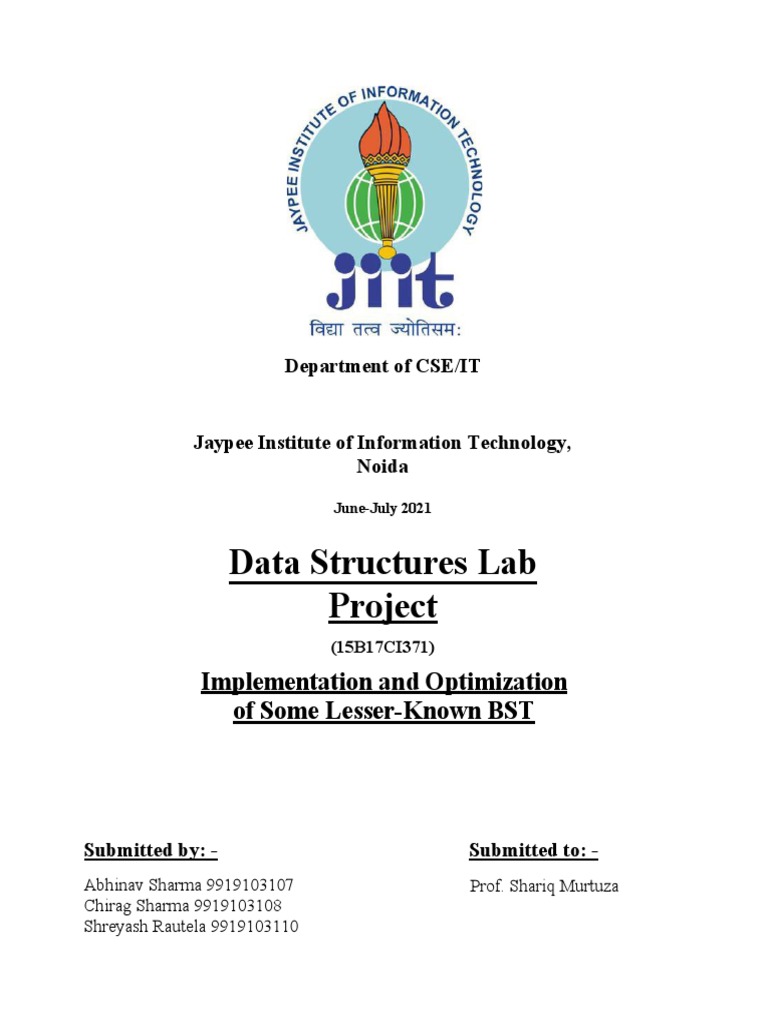 Data Structures Lab Project: Implementation and Optimization of Some ... Data Structures Lab Project: Implementation and Optimization of Some ...