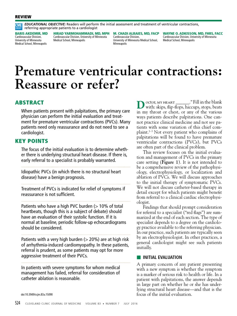 Premature Ventricular Contractions: Reassure or Refer?: Review | PDF ...