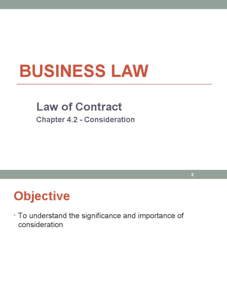 Chapter 4.2 - Consideration | PDF | Consideration | Business Law