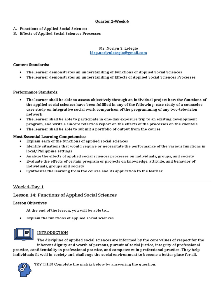 Functions of Applied Social Sciences | PDF | Learning | Science