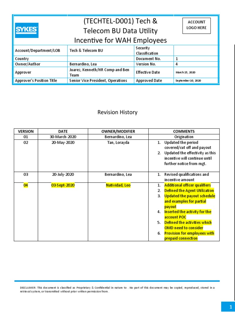 (TECHTEL-D001) Tech Telecom BU Data Utility Incentive For WAH Employees v4 | PDF