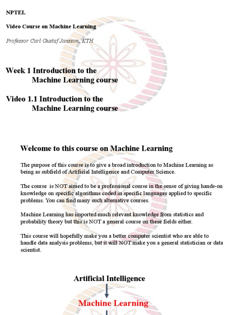1.1-Introduction To The Machine Learning Course | PDF | Statistics ...