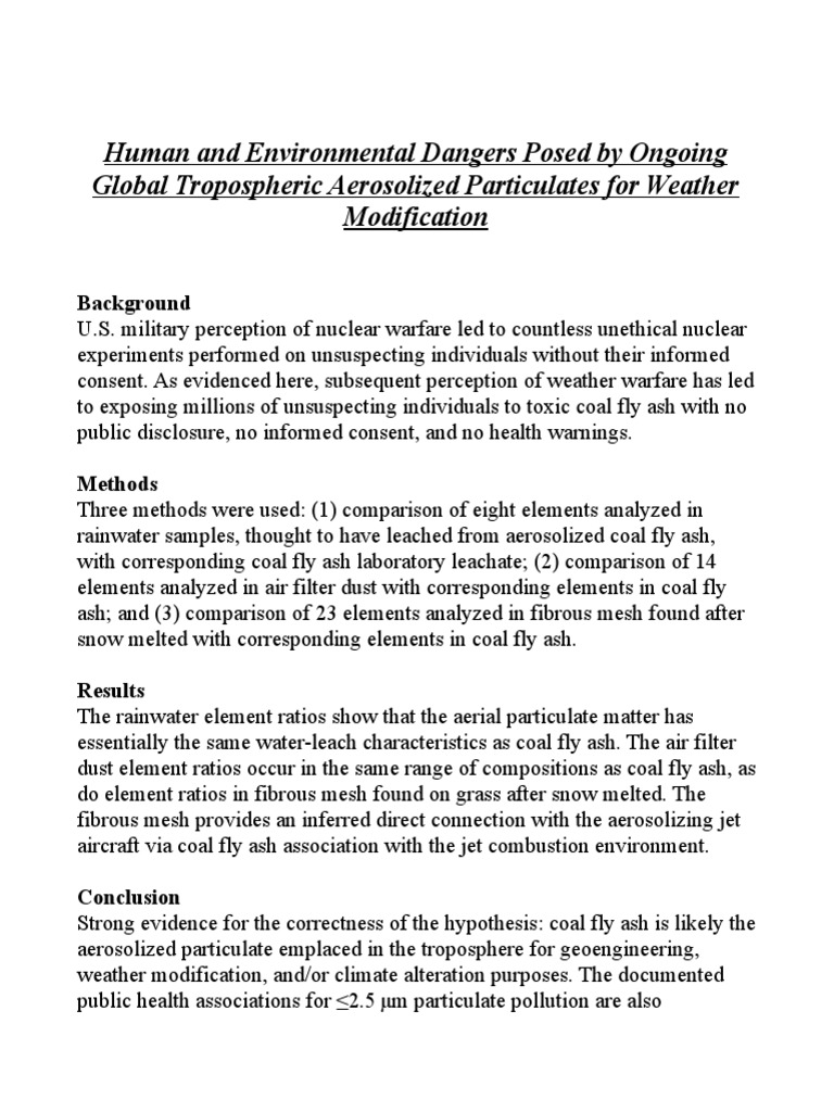 Human and Environmental Dangers Posed by Ongoing Global Tropospheric ...