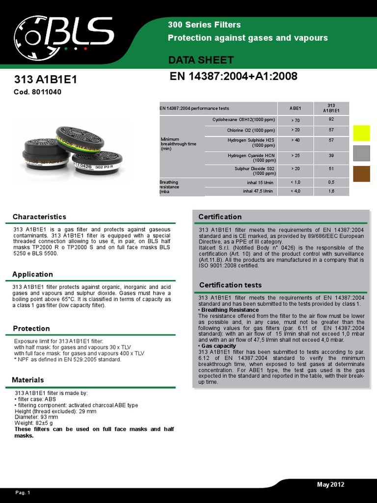 313 A1B1E1 EN 14387:2004+A1:2008: Data Sheet | PDF | Chemistry | Materials