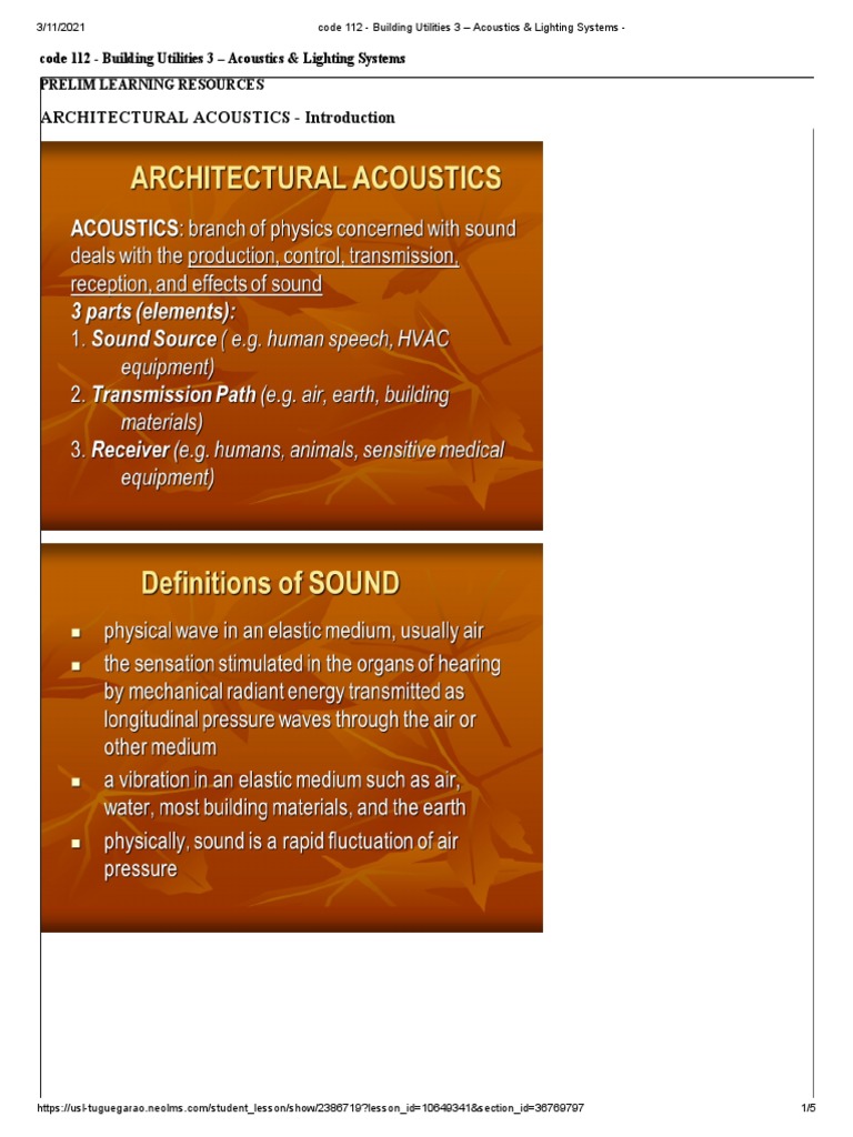Acoustics & Lighting in Building Utilities | PDF