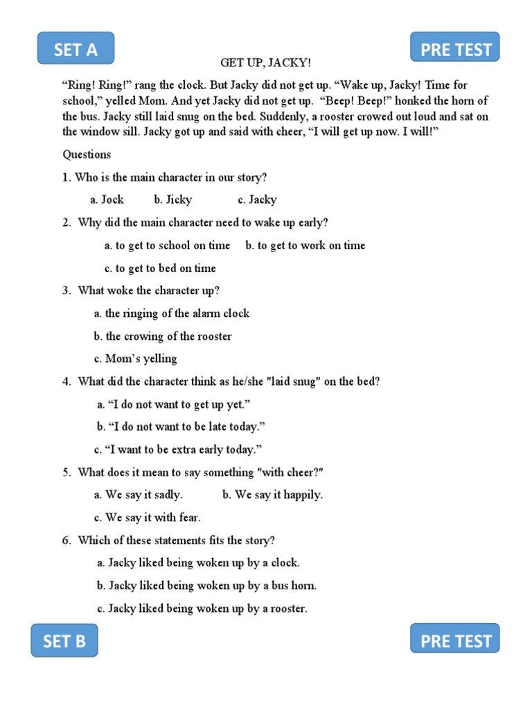 Pre-Post Test English For Printing | PDF | Anansi